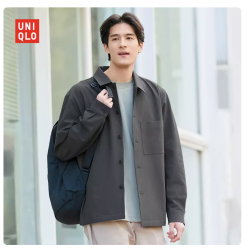 UNIQLO 优衣库 男装快干轻型衬衫式茄克空气感休闲夹克外套仿毛料470993多少钱-什么值得买