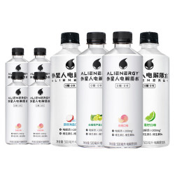 外星人饮料饮料_alienergy 外星人饮料 外星人 电解质水含维生素无糖饮料500ml*8瓶整箱装 4种口味装 荔枝*2+青柠*2+白葡萄 ...