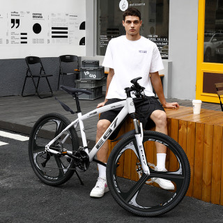 ICOLOUR山地自行车成人男单车减震越野变速公路赛车上班青少年女 星耀版-辐条轮【黑白色】 24寸24速【身高：140-165cm】【报价 ...