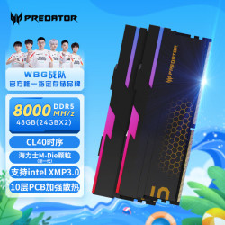 宏碁掠夺者内存_PREDATOR 宏碁掠夺者 48G(24G×2)套装 DDR5 8000频率 台式机内存条 Hermes冰刃系列 RGB灯条(C40) 石耀黑 AI电脑配件多少钱-什么值得买