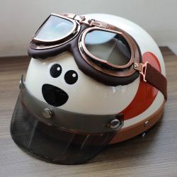 Andes HELMET摩托车骑行装备_Andes HELMET 3c认证卡通狗狗头盔电动车半盔夏季男女哈雷帽可爱多少钱-什么值得买