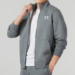 安德玛运动夹克_UNDER ARMOUR 安德玛 UNDERARMOUR）夹克男装新款灰色针织立领外套健身训练运动上衣1381035-012 ...