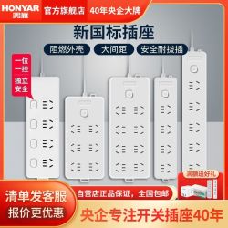 鸿雁电气开关_HONYAR 鸿雁 接线板插排插带安全门开关USB电源充电插座转换器新国标拖线多少钱-什么值得买