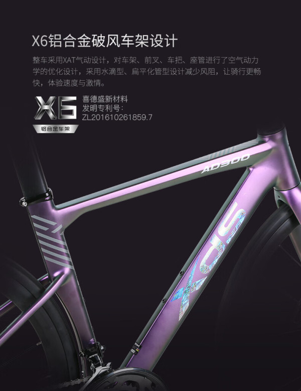 XDS 喜德盛 AD300 公路自行车 幻彩紫/银 18速 700C*480【报价 价格 评测 怎么样】 -什么值得买