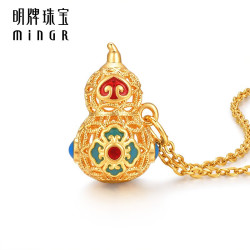 明牌珠宝黄金吊坠_明牌珠宝 minGR 足金3D硬金如意葫芦镂空福禄吊坠 ASY0505 约0.44-0.66克多少钱-什么值得买